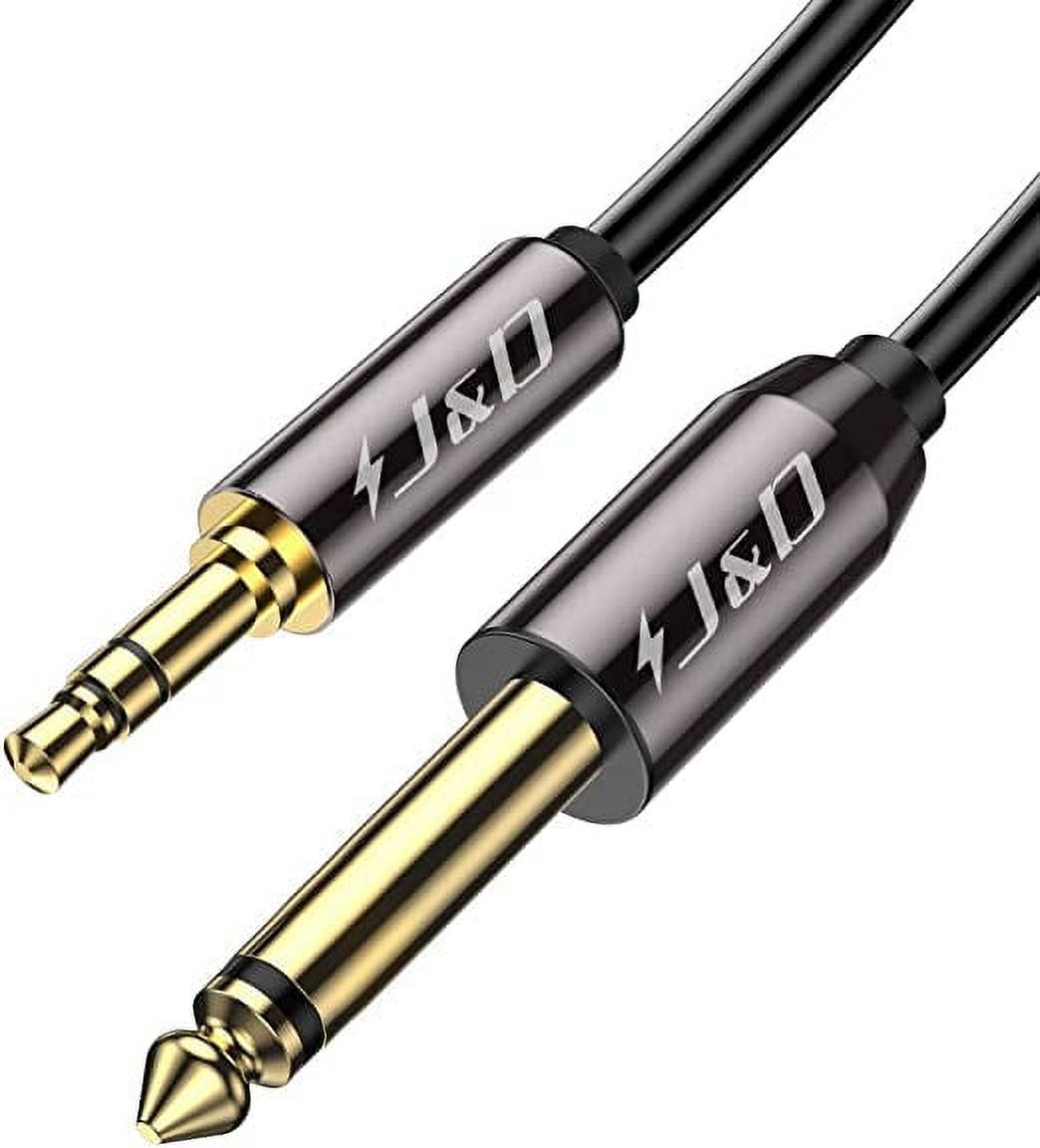 J&D 1/4 to 1/8-Inch Audio Cable, Gold-Plated TS Male to TRS Male Stereo ...