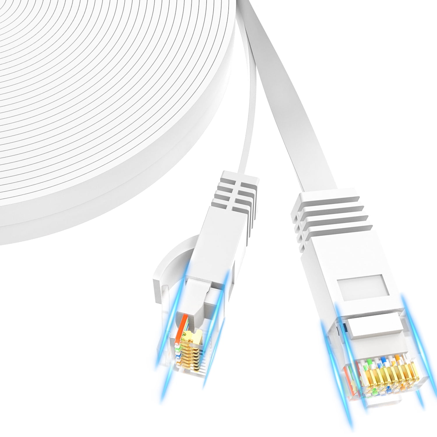 J&D High-Performance Cat 6 Ethernet Cable, 50 ft, 1Gbps Speed, Slim ...