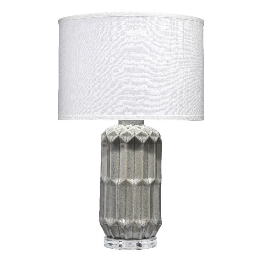 J&D Designs Jewel 1-Light Ceramic & Linen Table Lamp in Gray/White ...