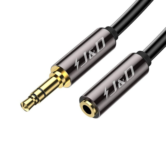 J&D Gold Plated 3.5mm TRS Male to Female Stereo Audio Cable Auxiliary ...
