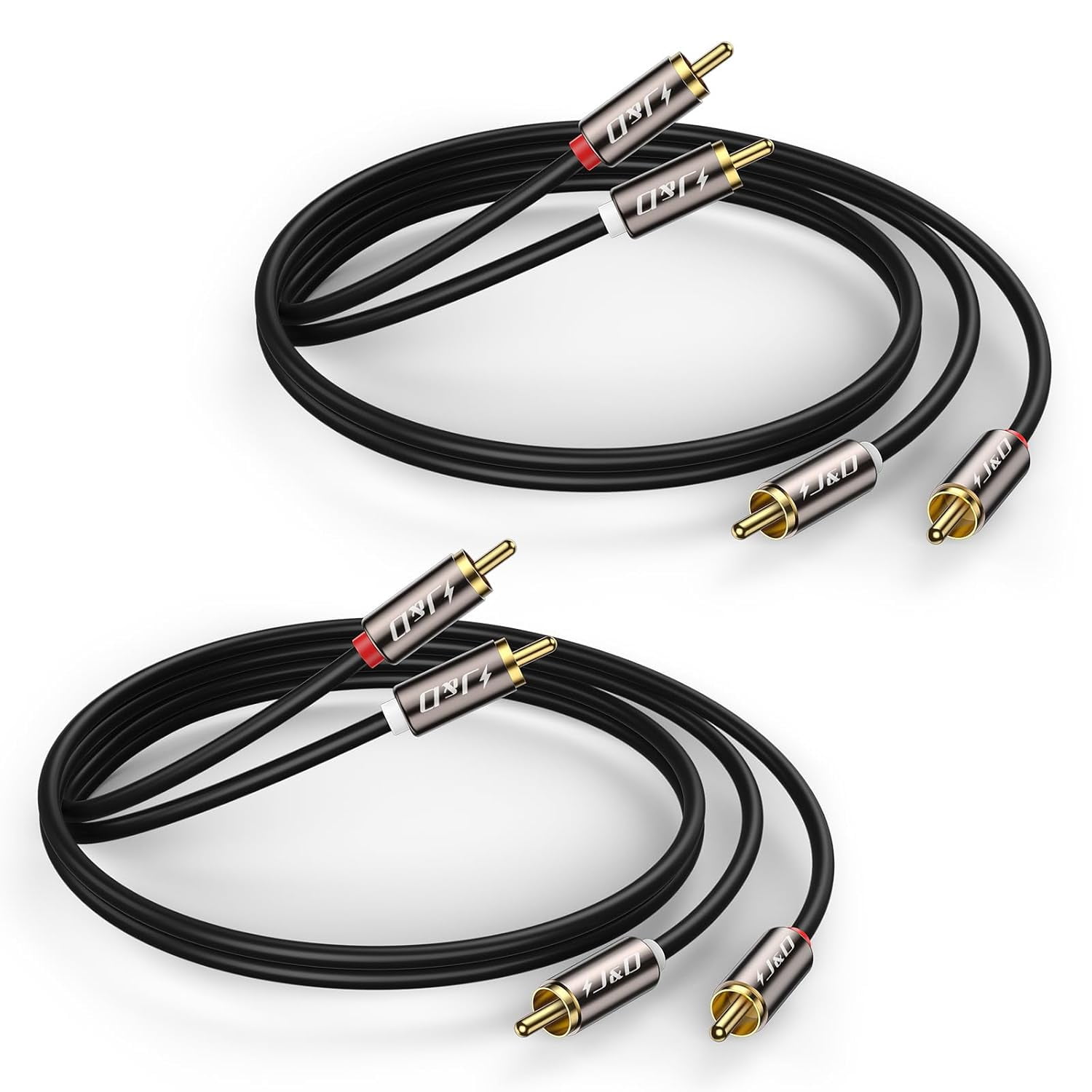 J/D Gold-Plated Copper RCA Cable 2RCA Male to Male Stereo Audio 3 ft 2 ...