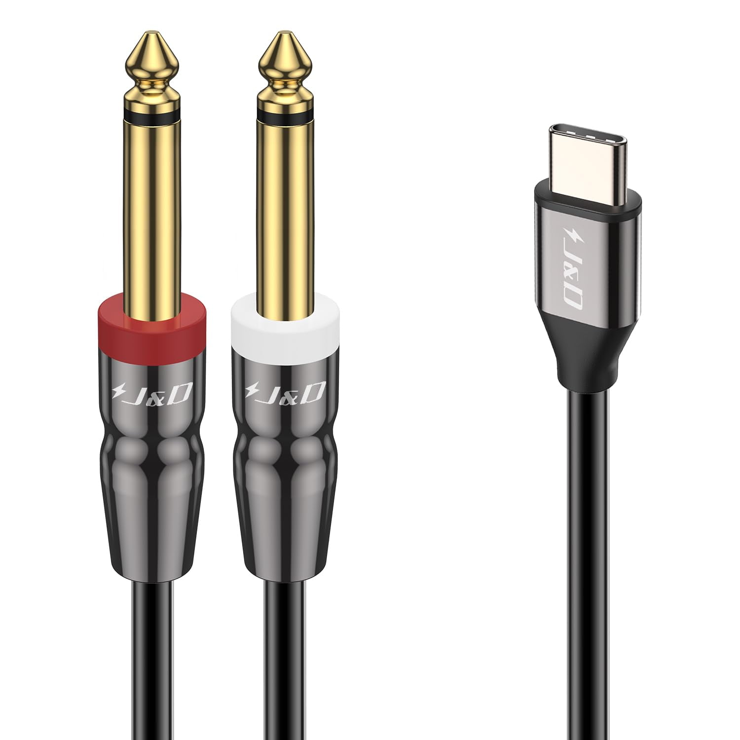 J&D USB C to Dual 6.35mm TS Stereo Audio Cable for Smartphone Tablet ...