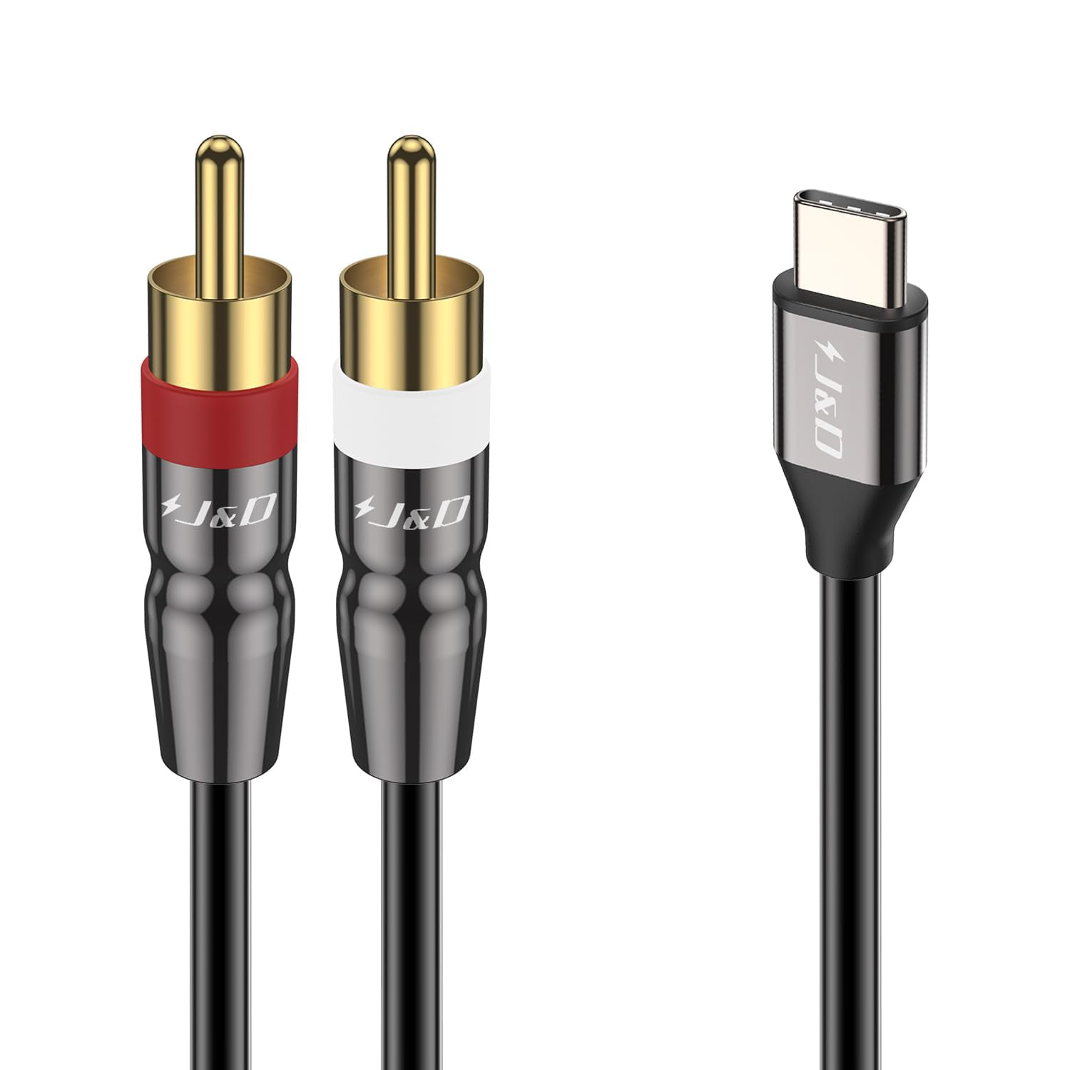 J&D USB Type-C to 2 RCA Male Audio Auxiliary Stereo Y Splitter Cable ...