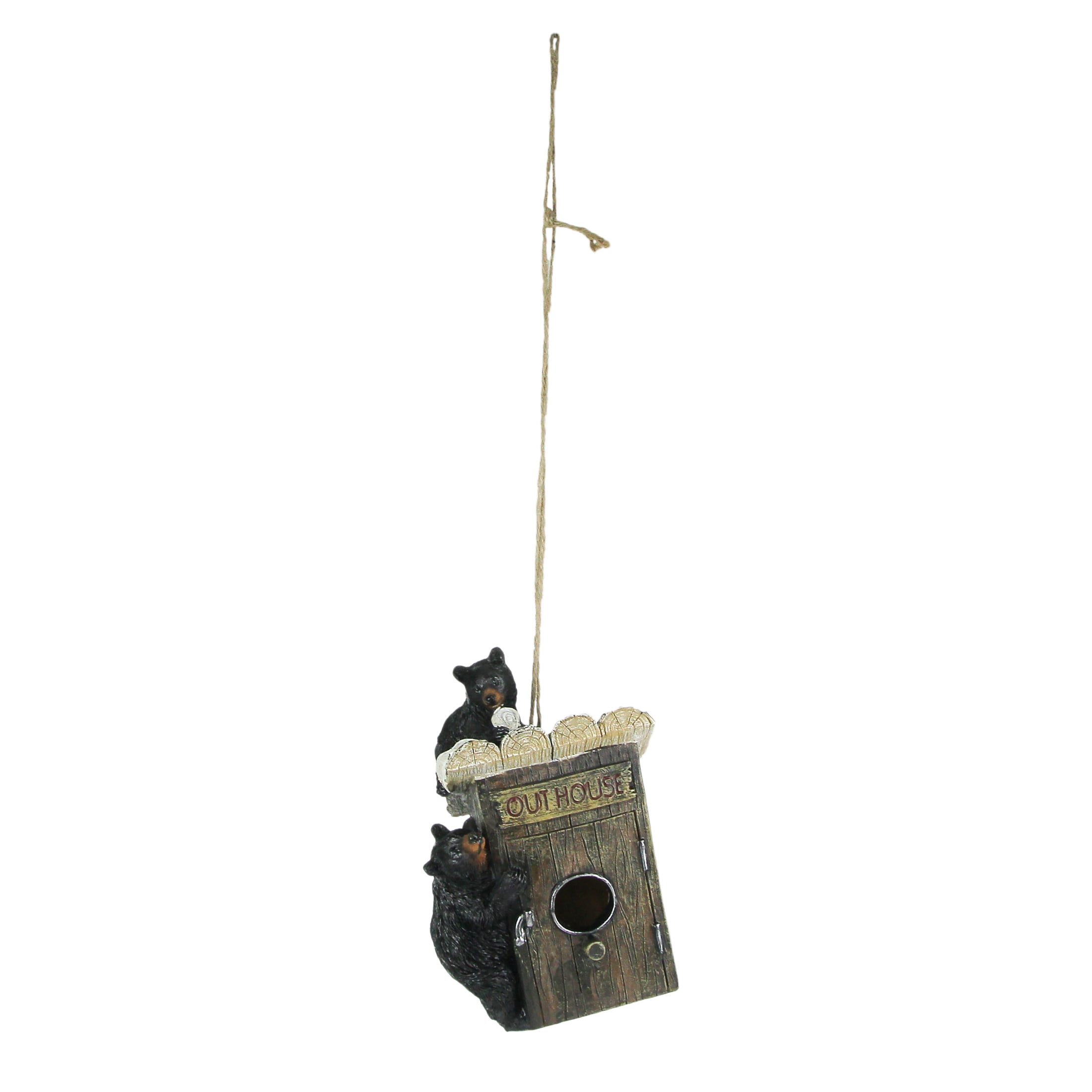 J.D. Yeatts Black Bear Cubs On Outhouse Polyresin Hanging Birdhouse ...