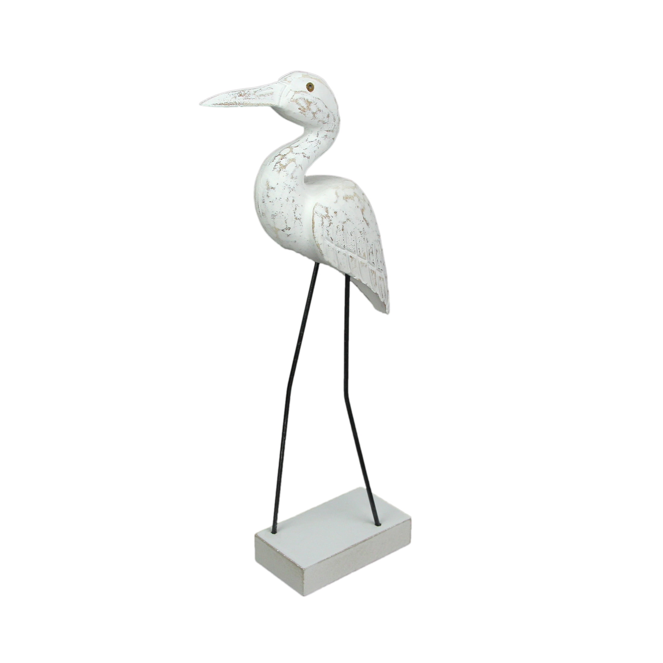 J.D. Yeatts Hand-Carved Wood & Metal White Egret Bird Indoor/Outdoor ...