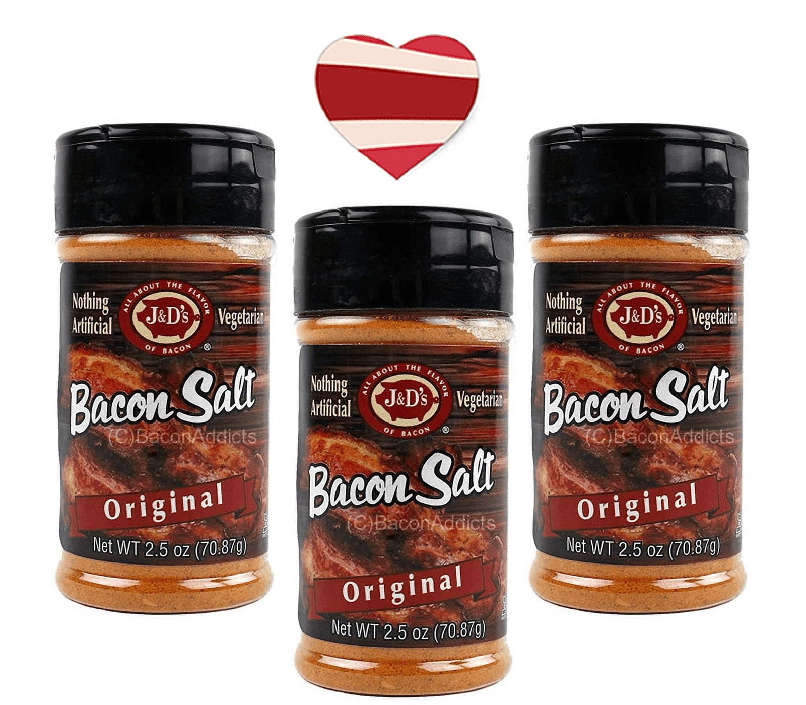 Original Bacon Salt (3 Pack + Sticker) - Low Sodium Bacon Flavored ...