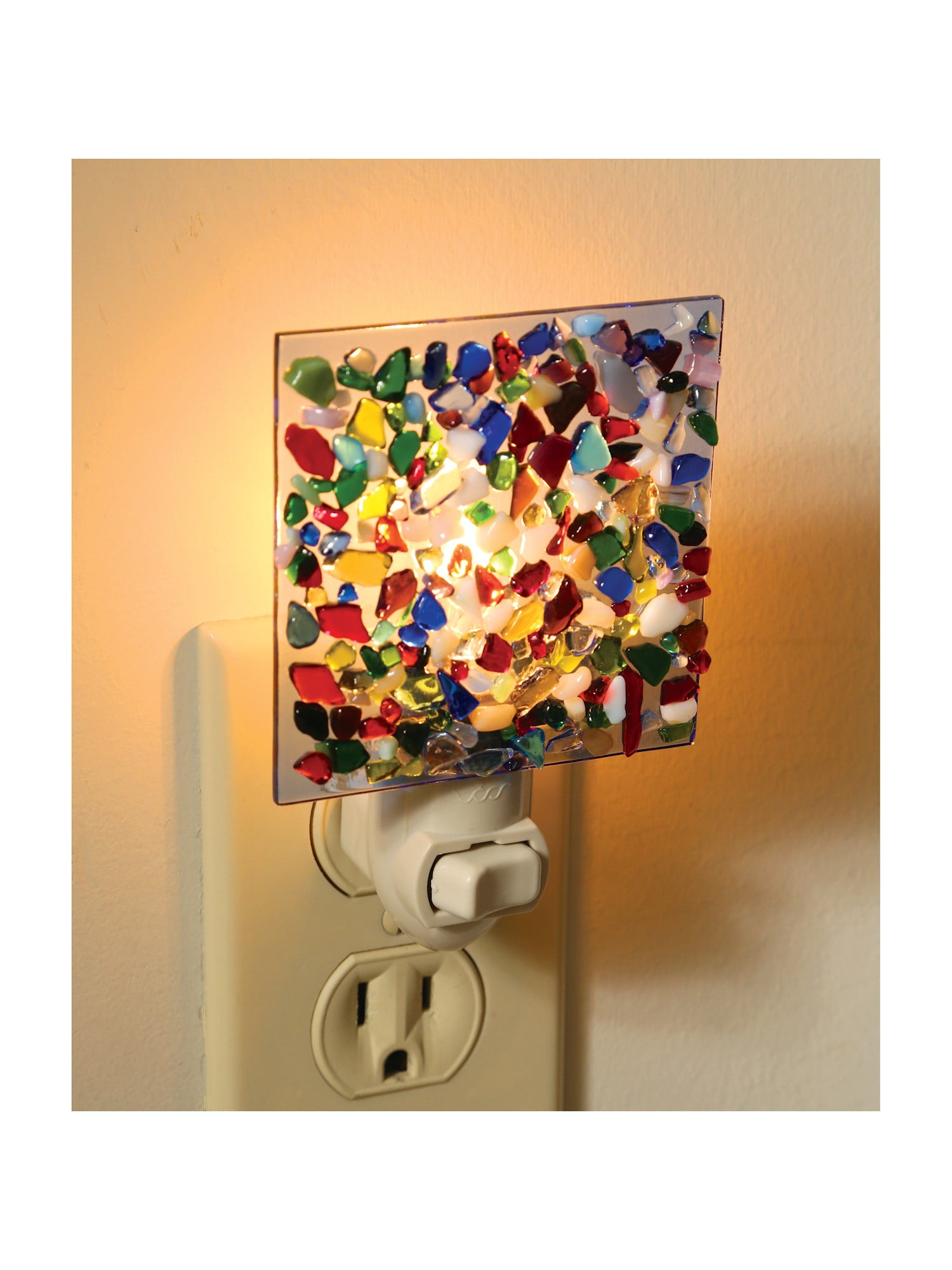 J Devlin Glass Art Stained Glass Night Light, Multi Color, Plug in ...