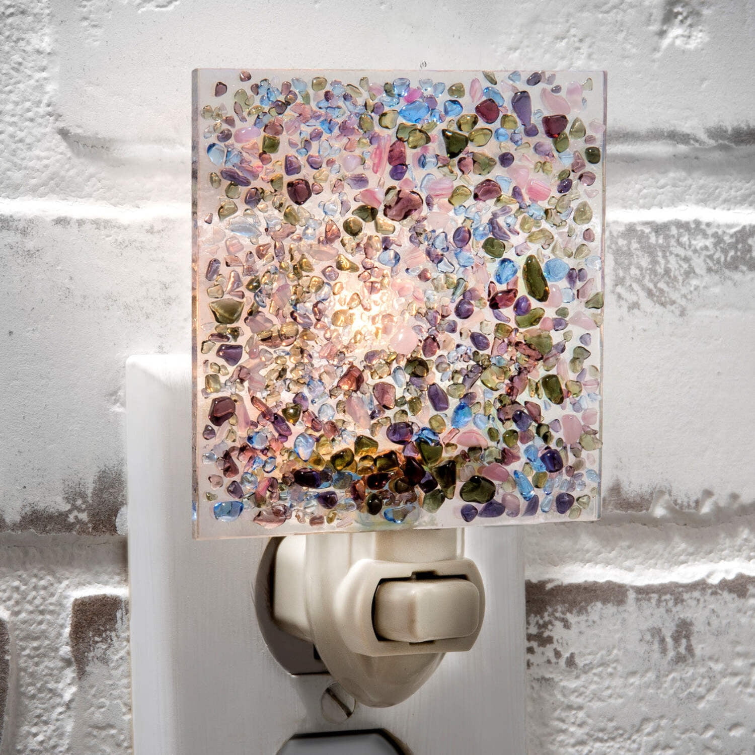 J Devlin Glass Art Stained Glass Night Light, Multicolor, Speckled ...