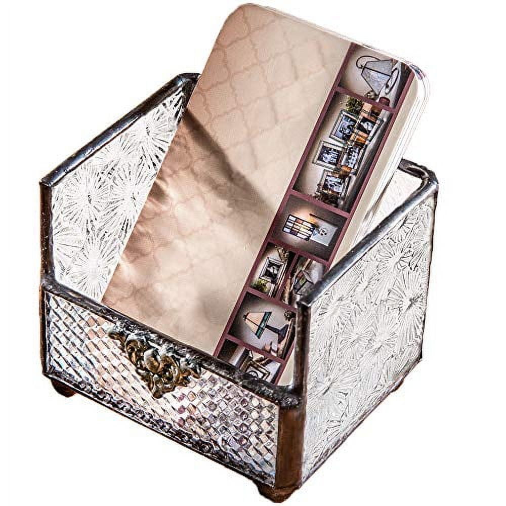 J Devlin Glass Art Vertical Business Card Holder Women Desk Accessories ...
