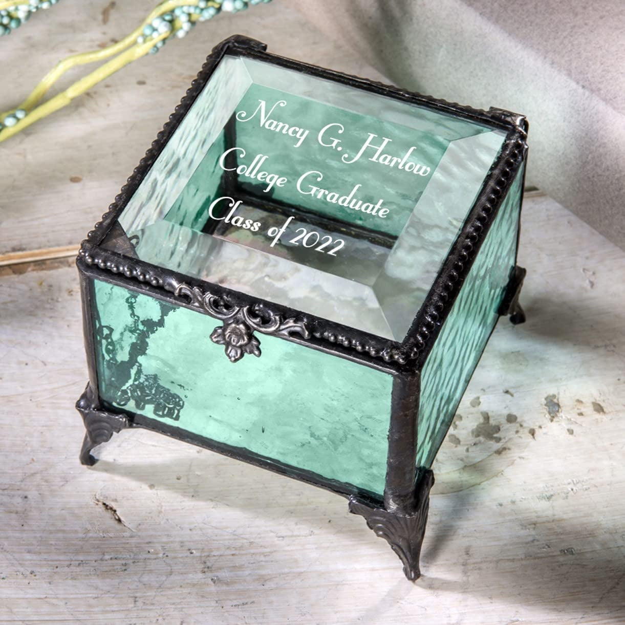 J Devlin Personalized Graduation Keepsake Box - Class of 2024 - Windsor Blue Stained Glass ...