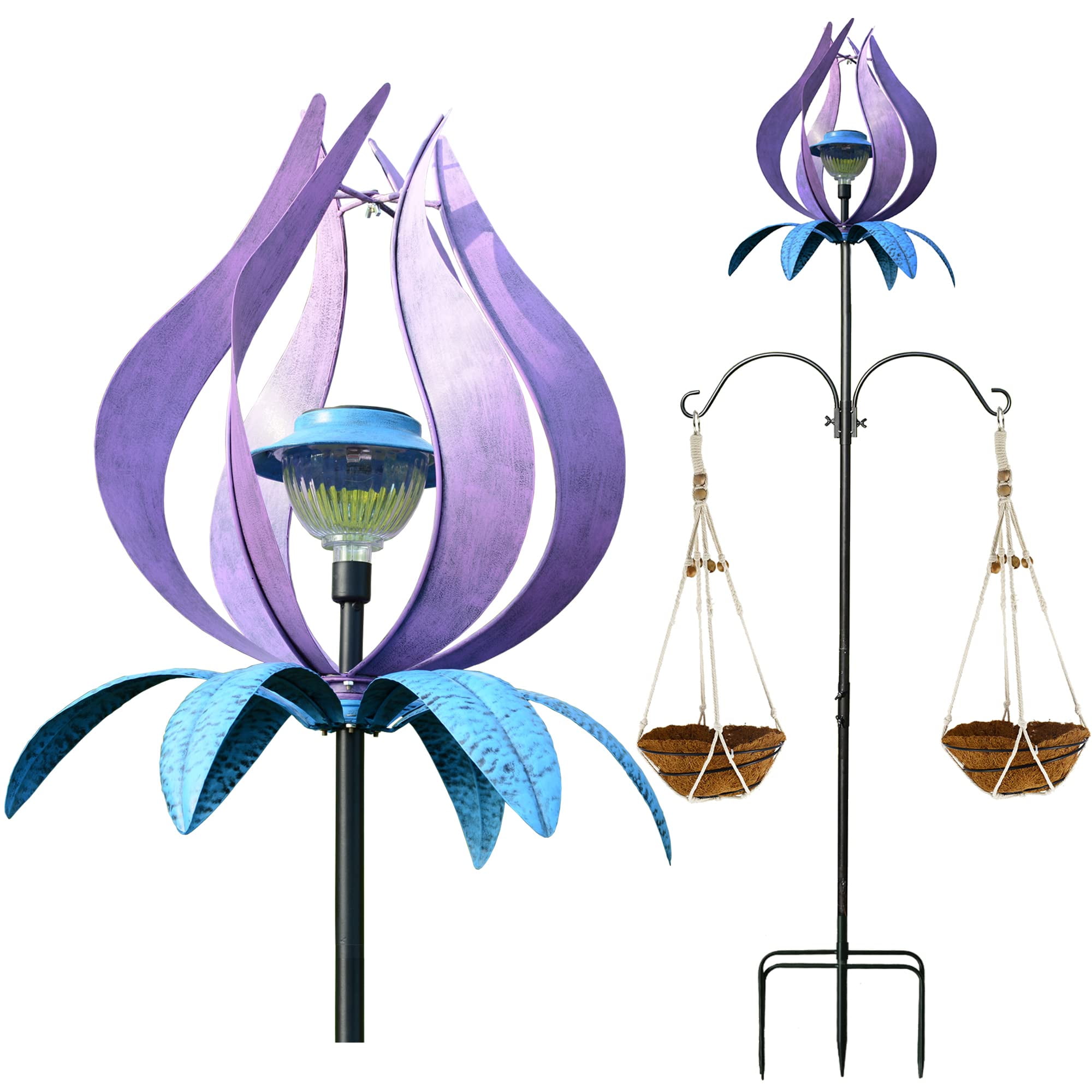 J-Fly Metal Wind Spinner Outdoor Terrace Windmill LED Solar Landscape ...