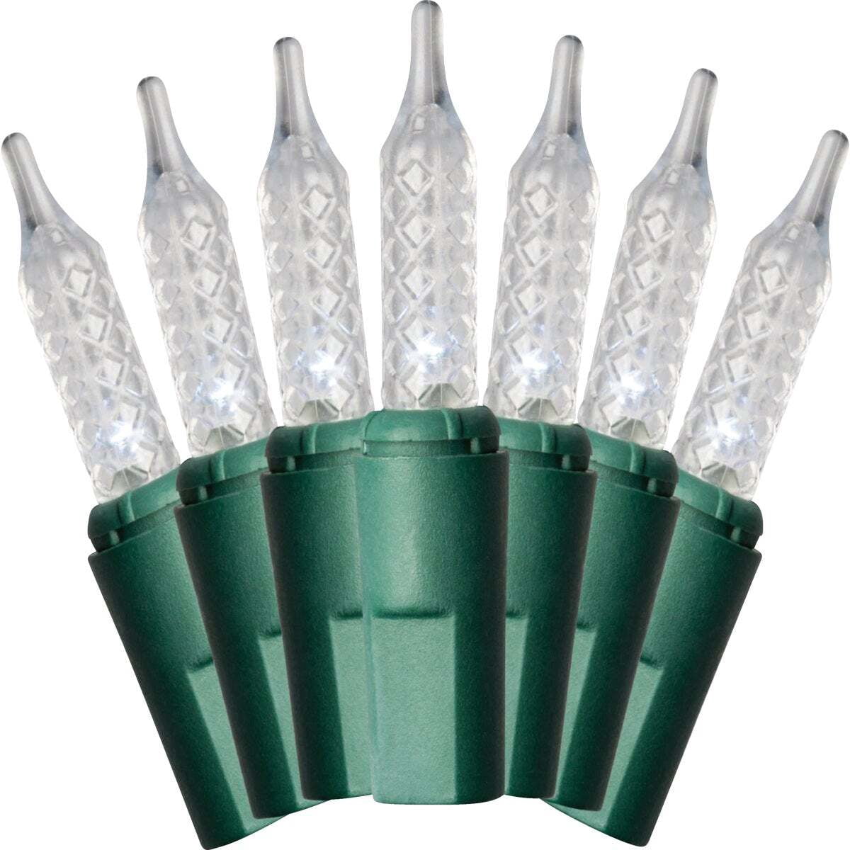 J Hofert Pure White 250-Bulb Faceted LED Light Set with Green Wire 1291 ...