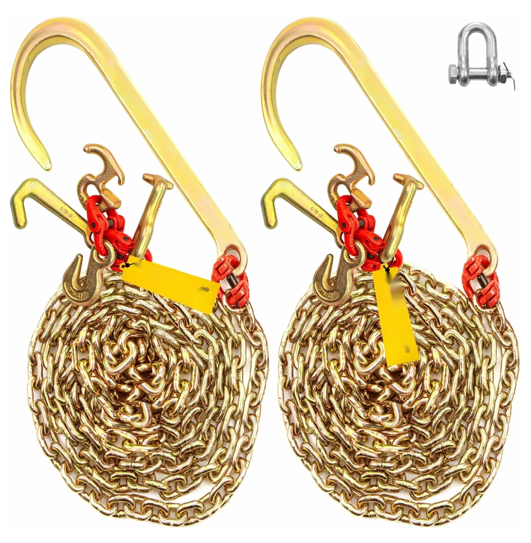 J Hook Chain 5/16 x 10 ft, G80 Bridle Transport Chain with 2 J Hooks ...