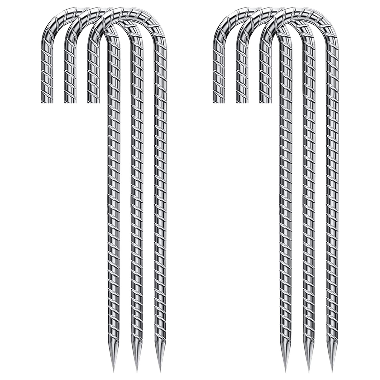 J Hook Rebar Stakes 12 Inch Galvanized Steel, Heavy Duty Ground Anchors ...