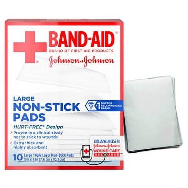 J & J Band-Aid First Aid Non-Stick Pads, Large, 3 x 4 Inch, 10 count ...