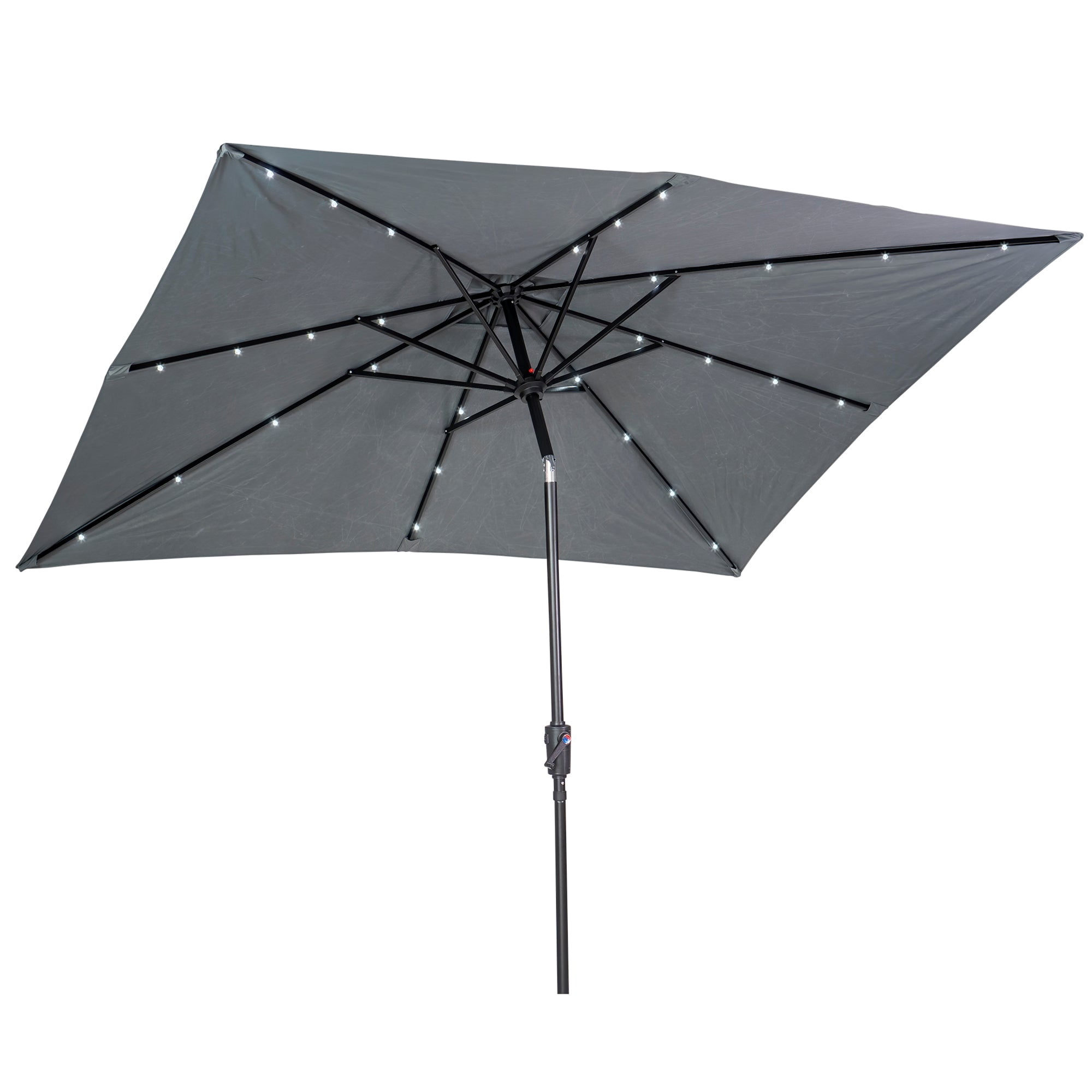 SunRay 9'x7' Solar Powered LED Patio Umbrella with Crank, Tilt & Market ...