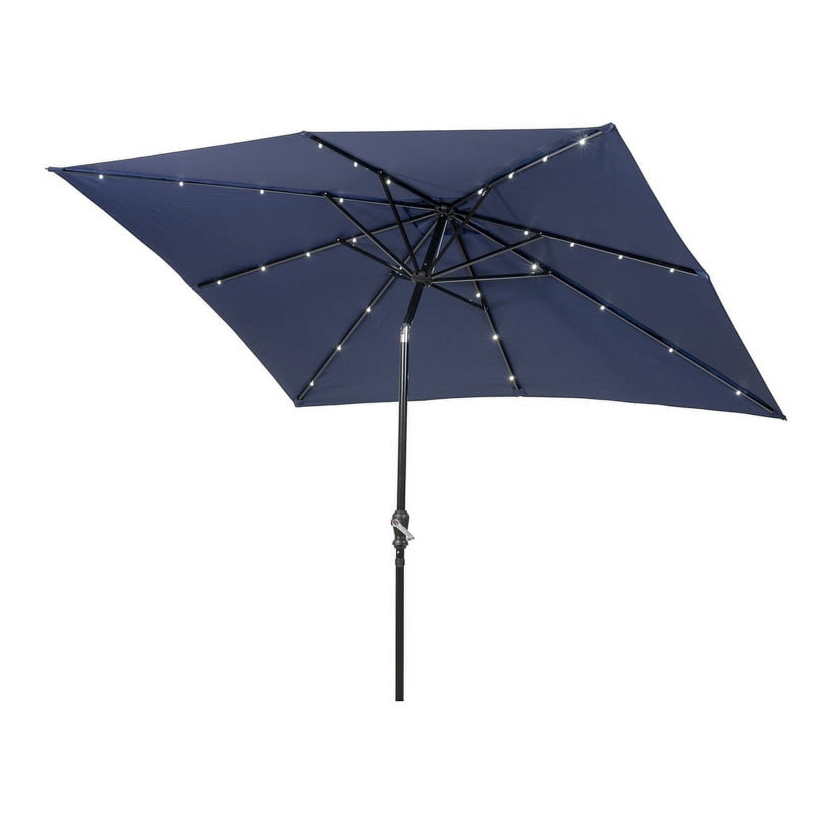 J&J Global LLC. Sun-Ray 9'x7' Rectangular Solar Lighted Umbrella Navy ...