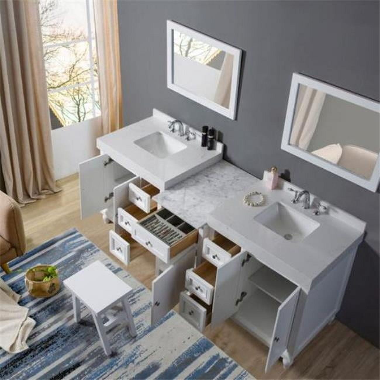 J&J International 236S9-WEW 95 in. Classic Exclusive Vanity in White ...