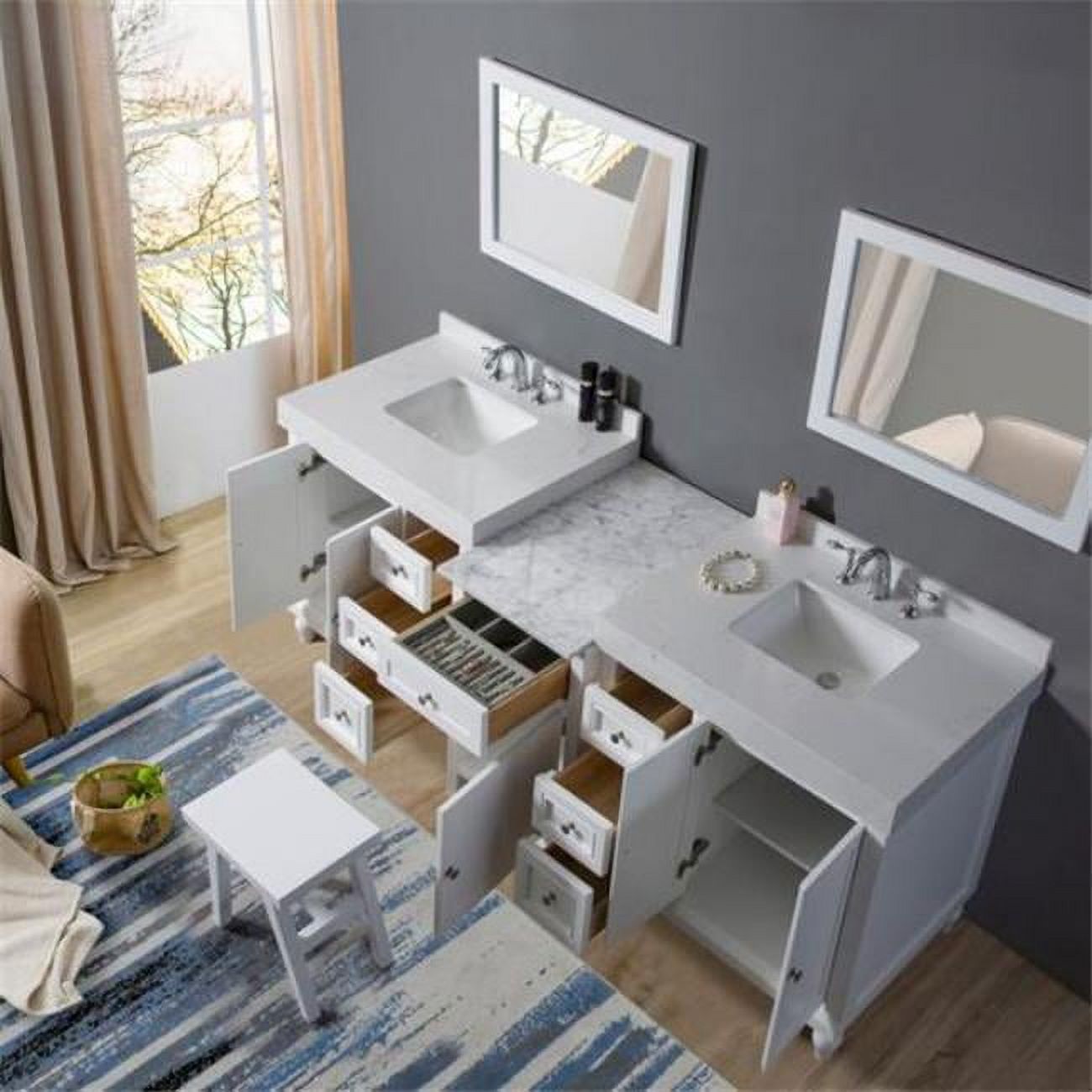 J&J International 236S9-WEW 95 in. Classic Exclusive Vanity in White ...