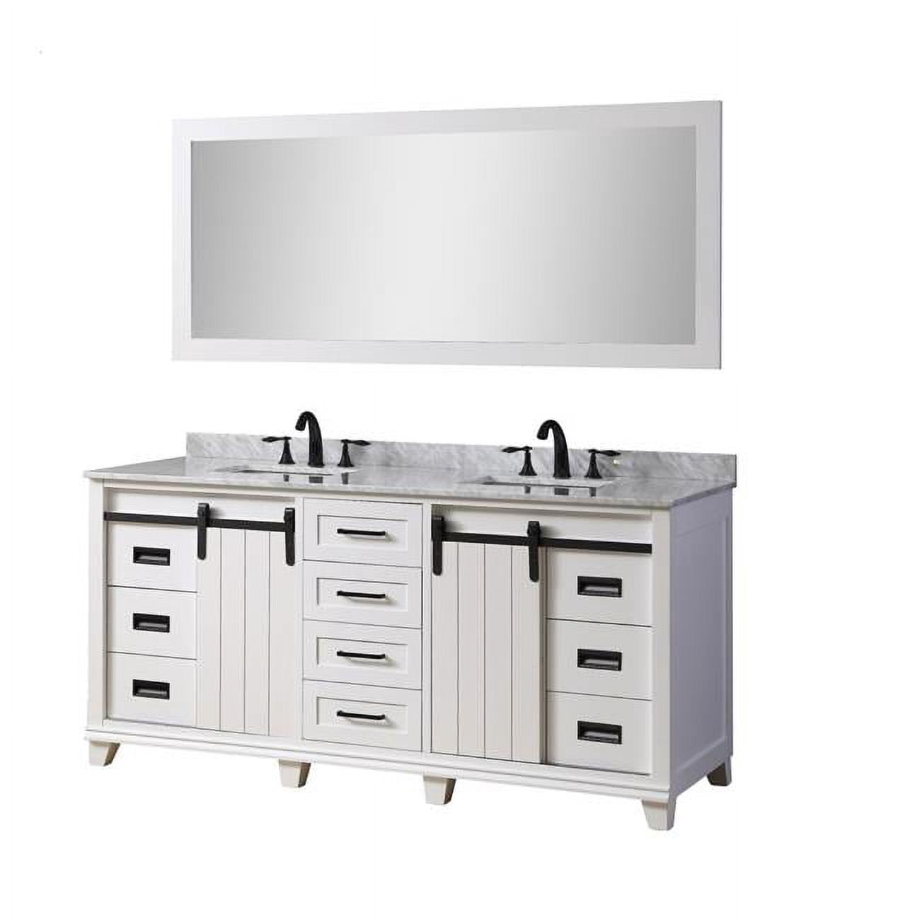 J&J International 72 in. Chanceton Vanity in White with White Carrara ...