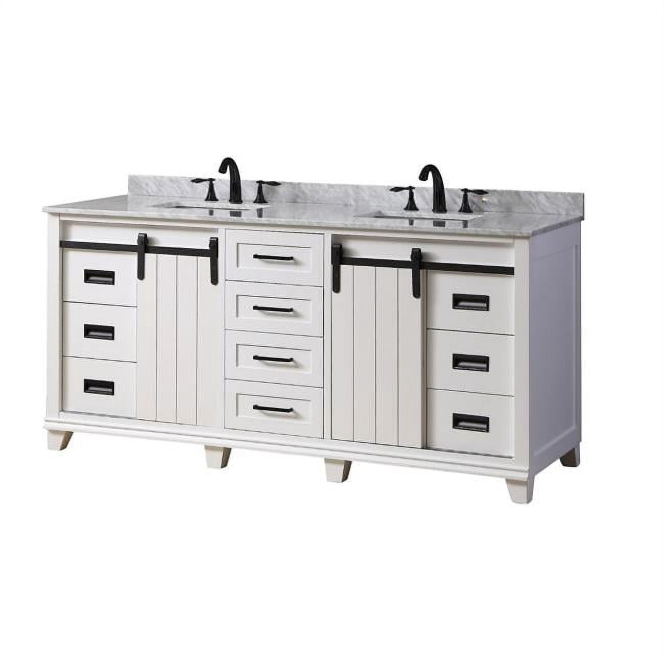 J&J International 72 in. Chanceton Vanity in White with White Carrara ...