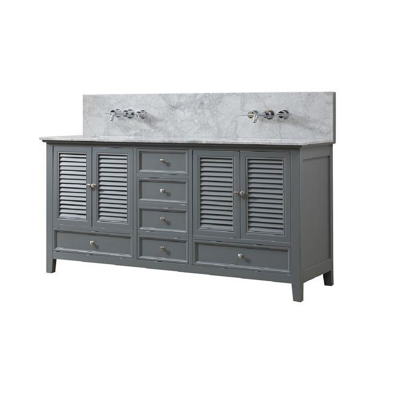 J & J International 72D12-GWC-WM 72 in. Shutter Premium Vanity in Gray ...