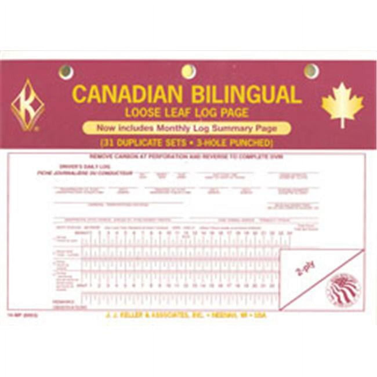 J.J. Keller 14MP Canadian 31 Day Loose Leaf Drivers Daily Log Book ...