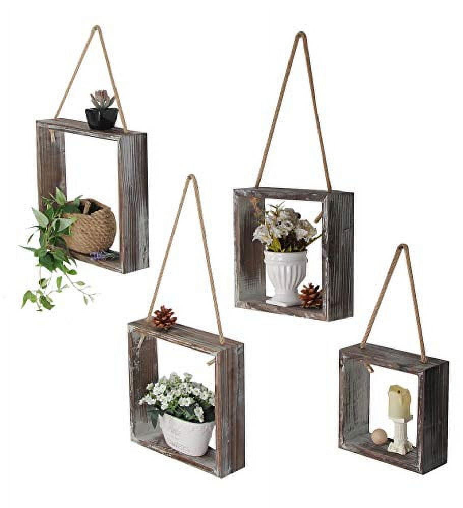 J JACKCUBE DESIGN Floating Hanging Square Shelves Wall Mounted Rustic ...