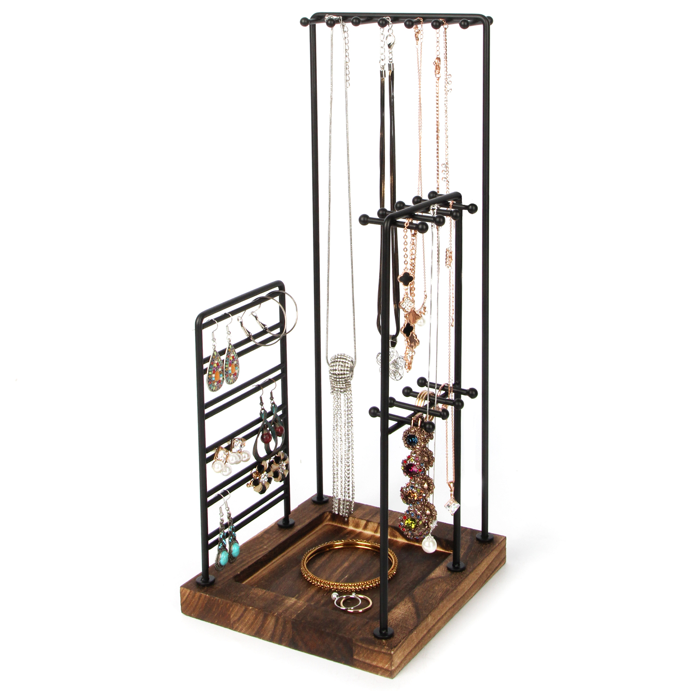 J JACKCUBE DESIGN Jewelry Organizer Stand, Black Metal Jewelry Tree ...