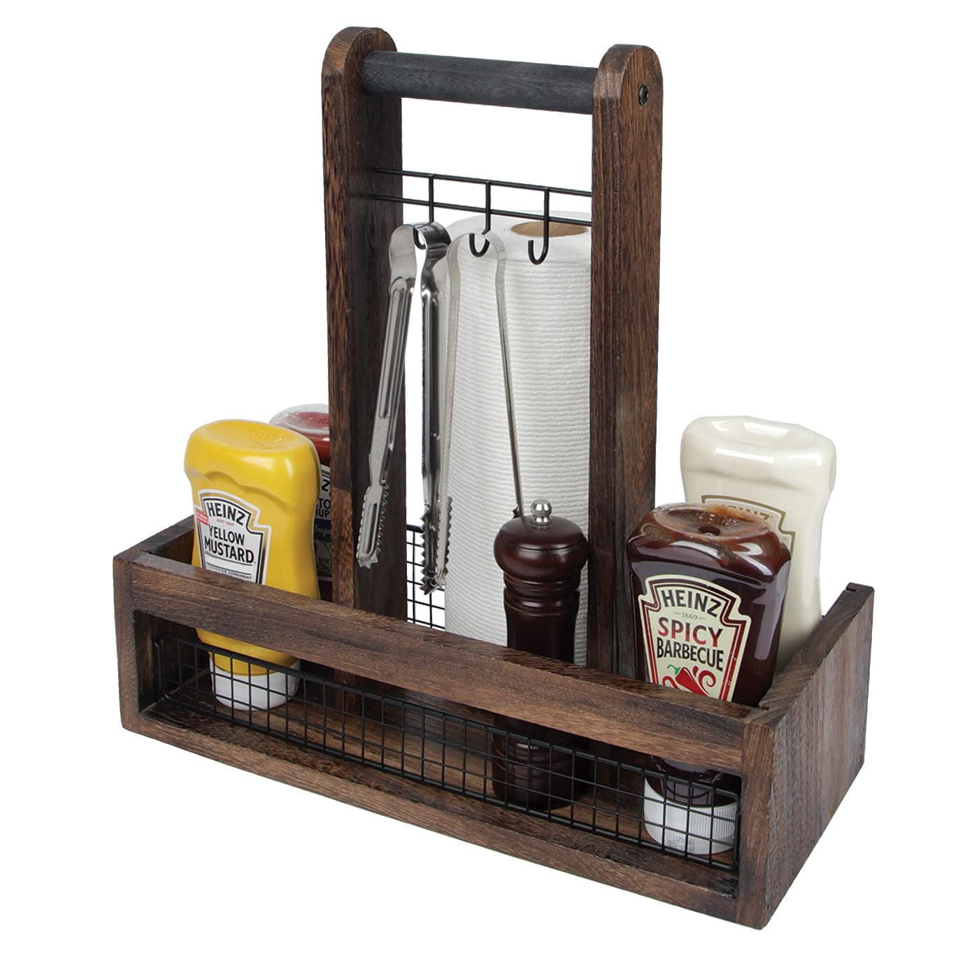 J JACKCUBE DESIGN Rustic Wood Tabletop Organizer for Outdoor Dining ...