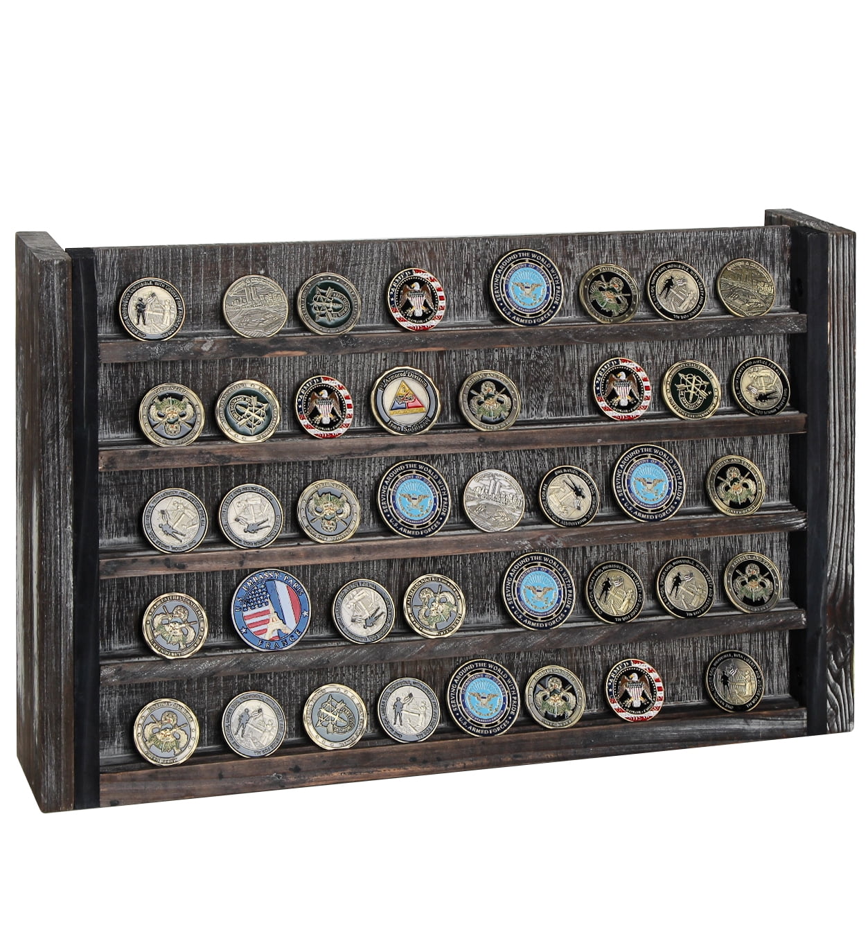 J JACKCUBE DESIGN Rustic Wood Wall Mount Challenge Coin Display Rack ...