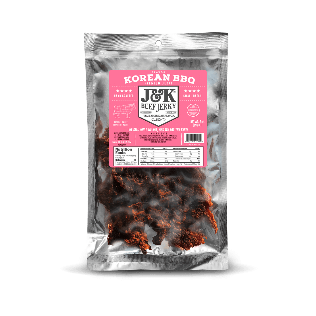 J&K Beef Jerky - Korean BBQ Flavor, 7 oz - Walmart.com