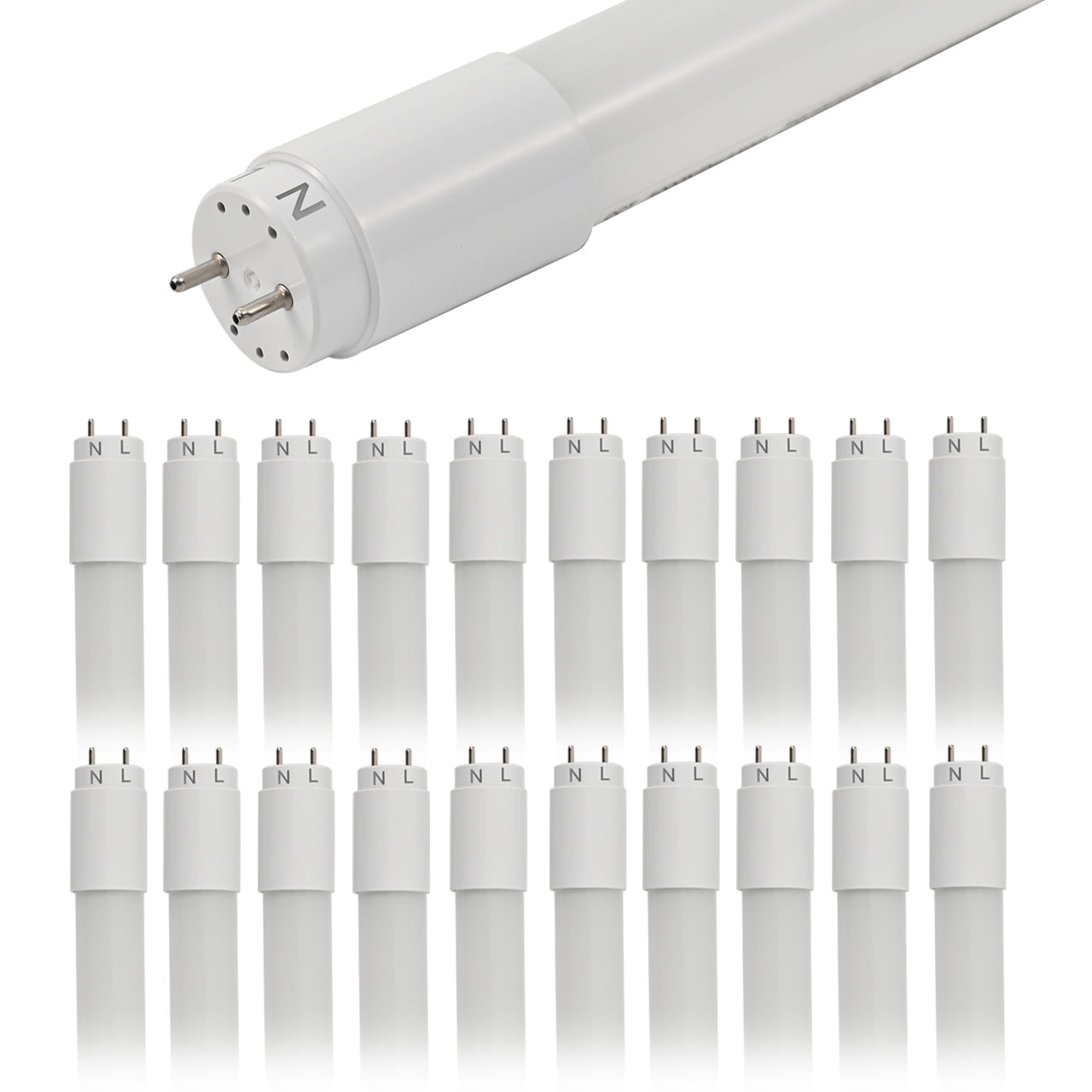J&LLED 20 Pack 4FT LED T8 Glass Tube Lights 24W G13 Base Daylight 5000K Frosted Cover Single or ...