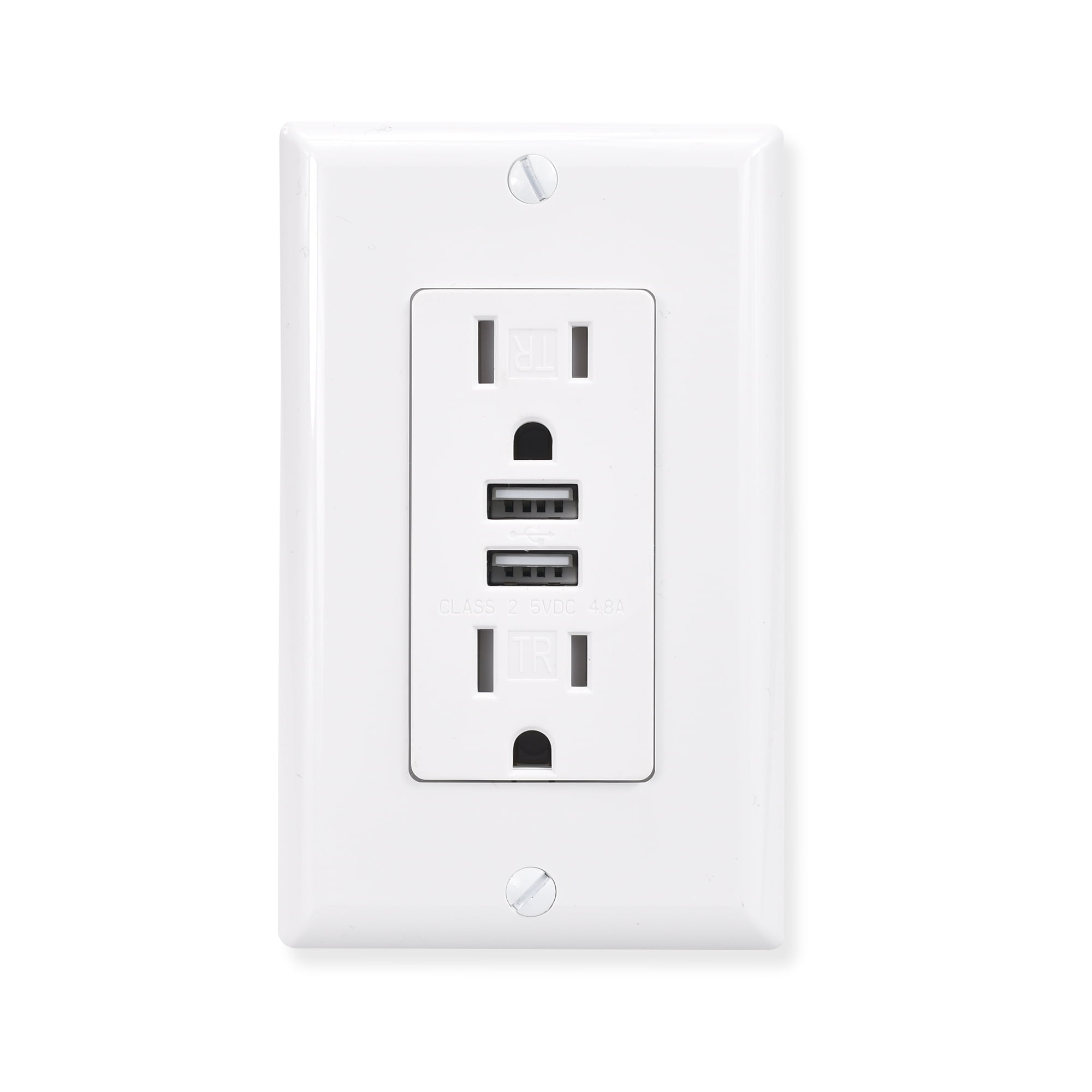 J.LUMI USB Wall Outlet with Dual 4.8A USB Ports, 15 Amp Duplex ...