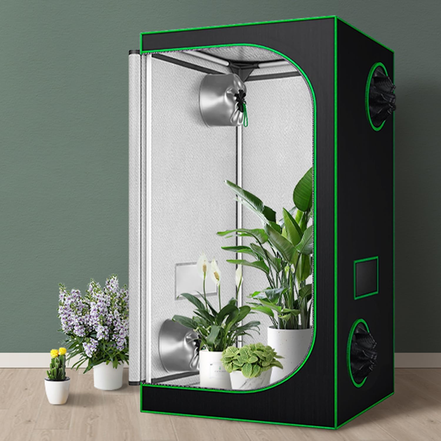 J.M.Deco 60"x60"x80" Grow Tent with Observation Window and Floor Tray ...