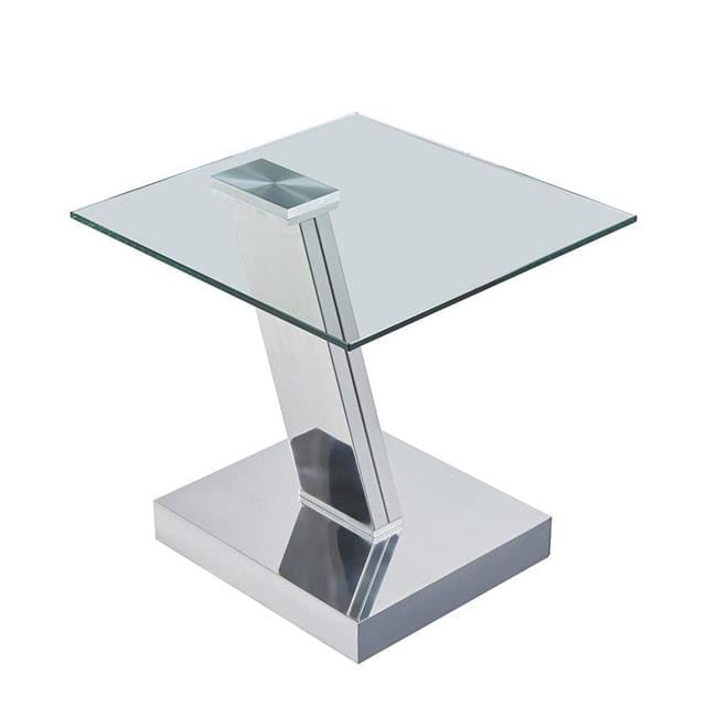 J & M Furniture 18879-ET 19.6 x 19.6 x 19.6 in. Glass & Stainless Steel ...