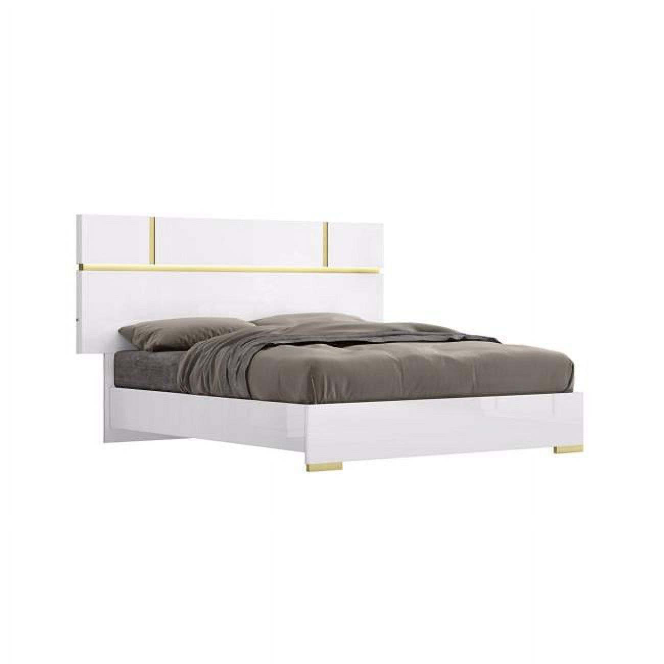 J & M Furniture 19974-K 46 x 77 x 81 in. Kyoto King Size Bed, White ...