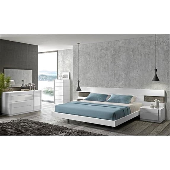 J & M Furniture Amora Right Facing Night Stand - White Lacquer & Chrome ...