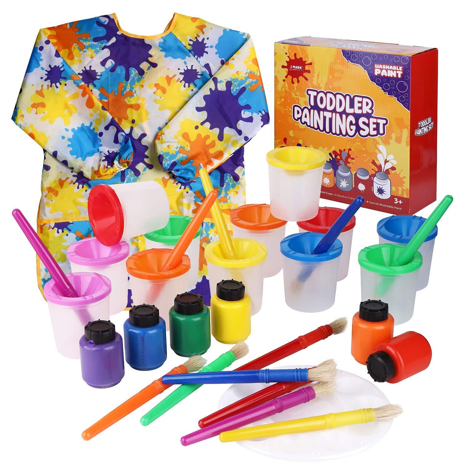 J Mark Toddler Painting Set, 43 Pieces, Paint Cups, Washable Finger ...