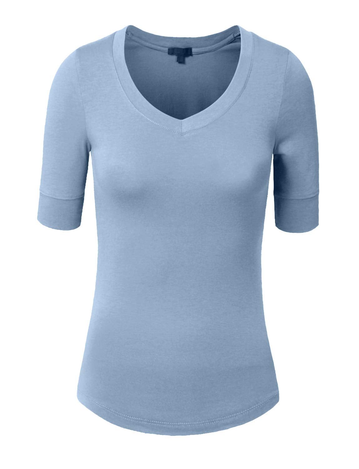 J. METHOD Girl's Junior Basic Casual 3/4 Elbow Half Length Sleeve Active V-Neck Uniform T-Shirt ...