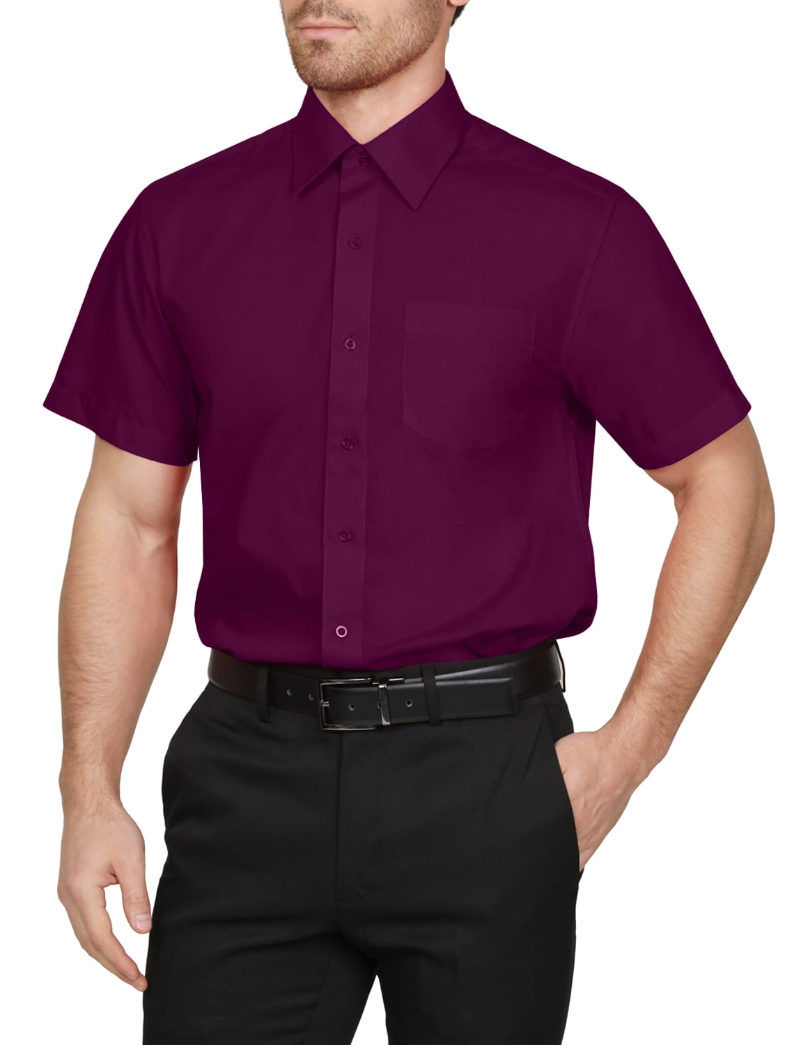 J. METHOD Men's Classic Regular Fit Button Down Short Sleeve Solid ...
