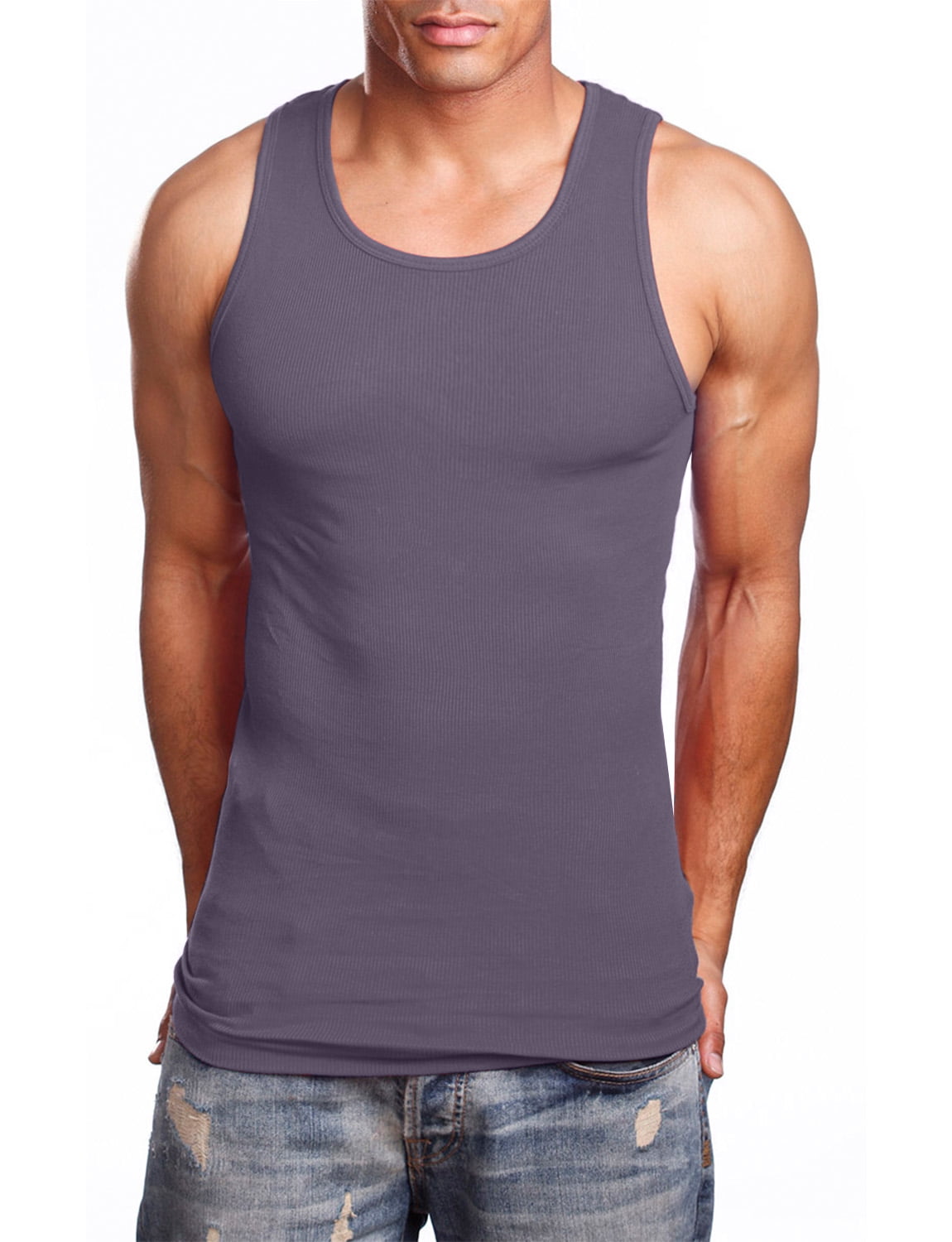 J. METHOD Men's Comfy Ribbed Knit A-Shirts Undershirts Tank Tops S-5XL ...