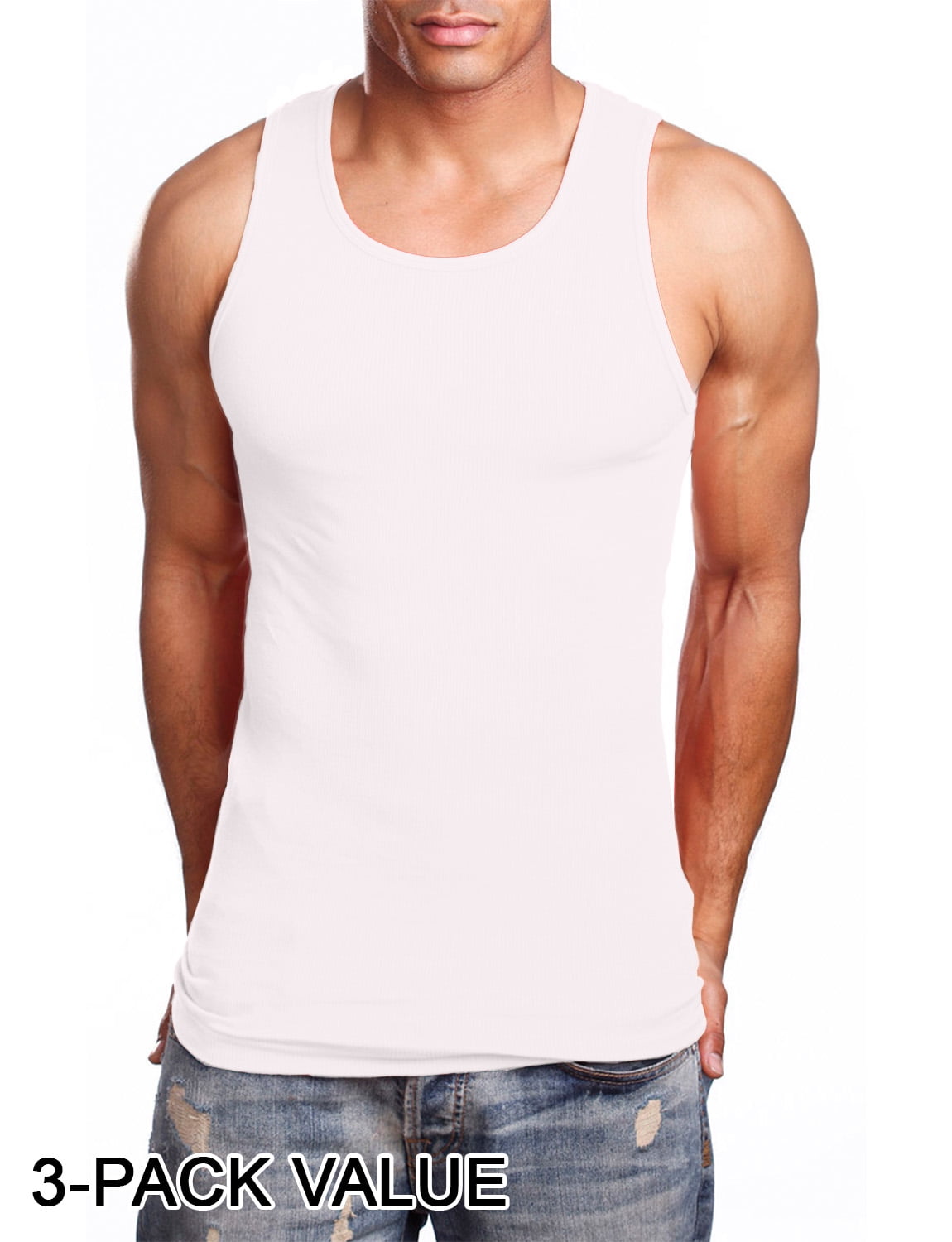 J. METHOD Men's Comfy Ribbed Knit A-Shirts Undershirts Tank Tops S-5XL ...