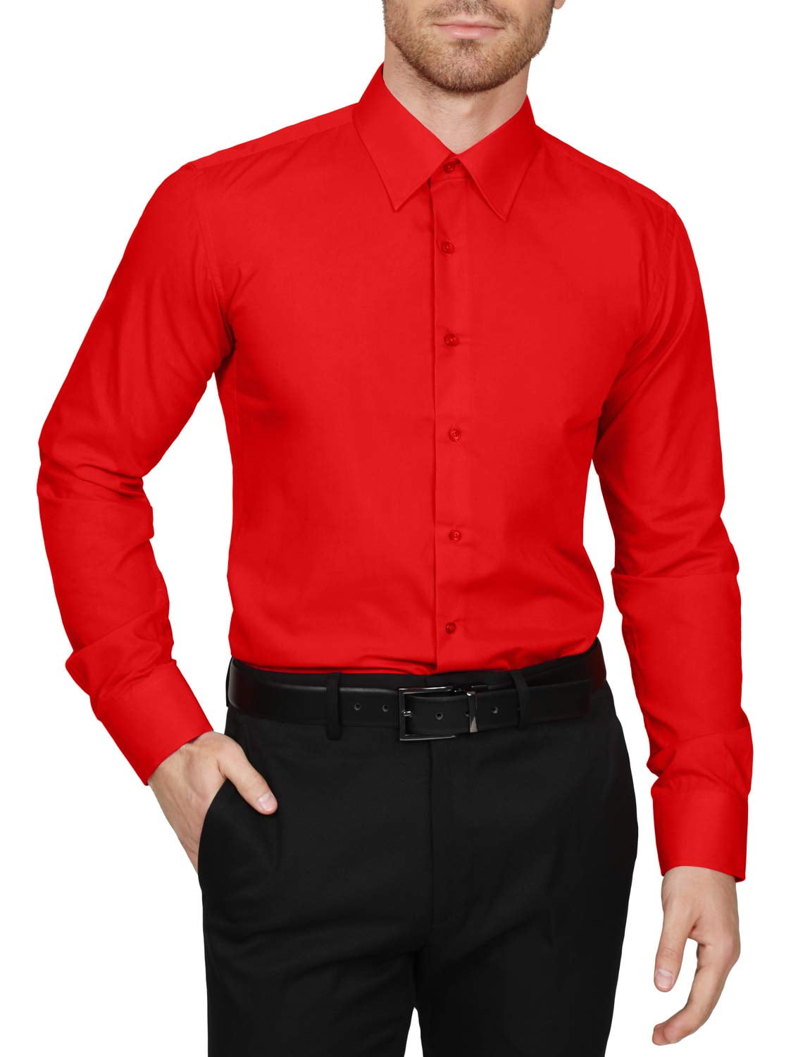J. METHOD Men's Dress Shirt – Classic Long Sleeve Slim Fit Button Down ...