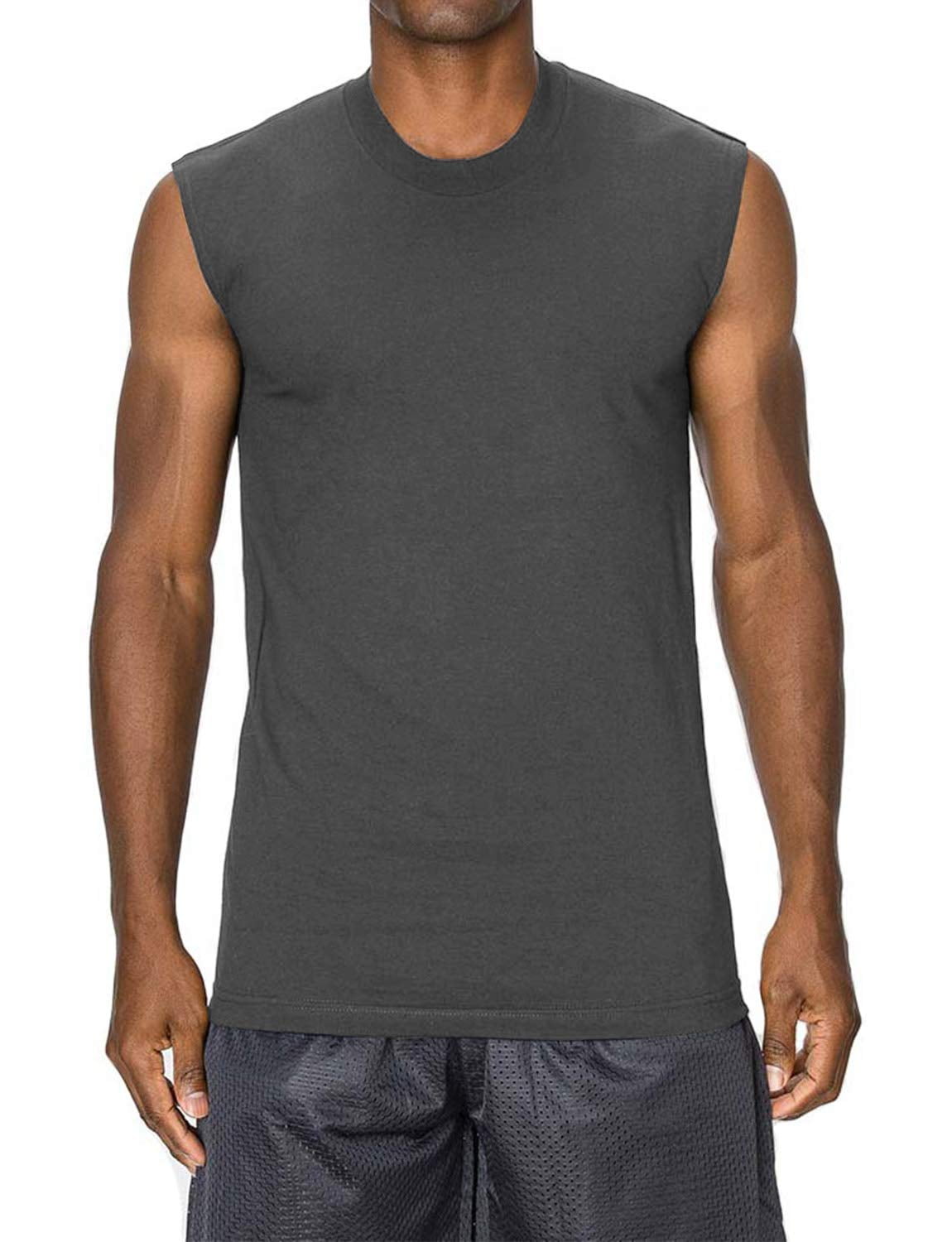 J. METHOD Men's Casual Muscle Tank Top, Sleeveless Crewneck, Active Workout, Dark Grey, 3XL ...