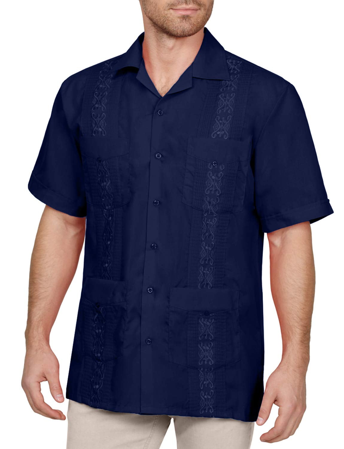 J. METHOD Men's Short Sleeve Cuban Guayabera Button Down Shirts Classic ...