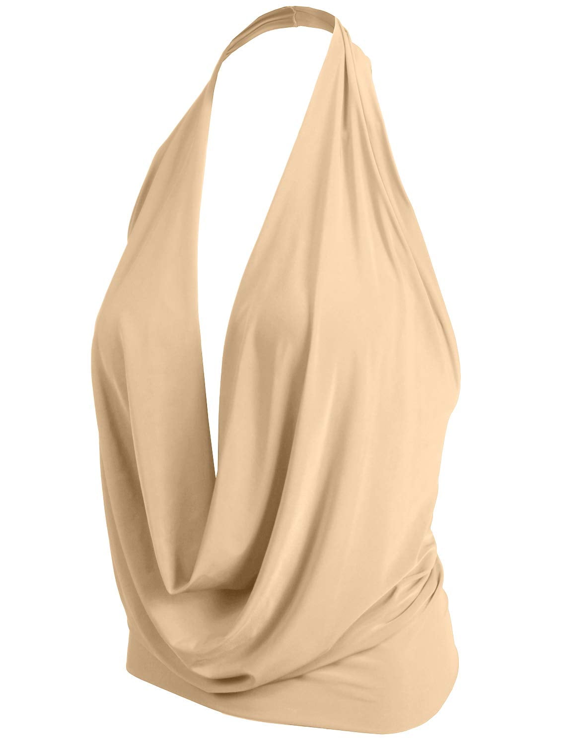 J. METHOD Women's Sleeveless Halter Neck Lightweight Low Cut Deep V ...