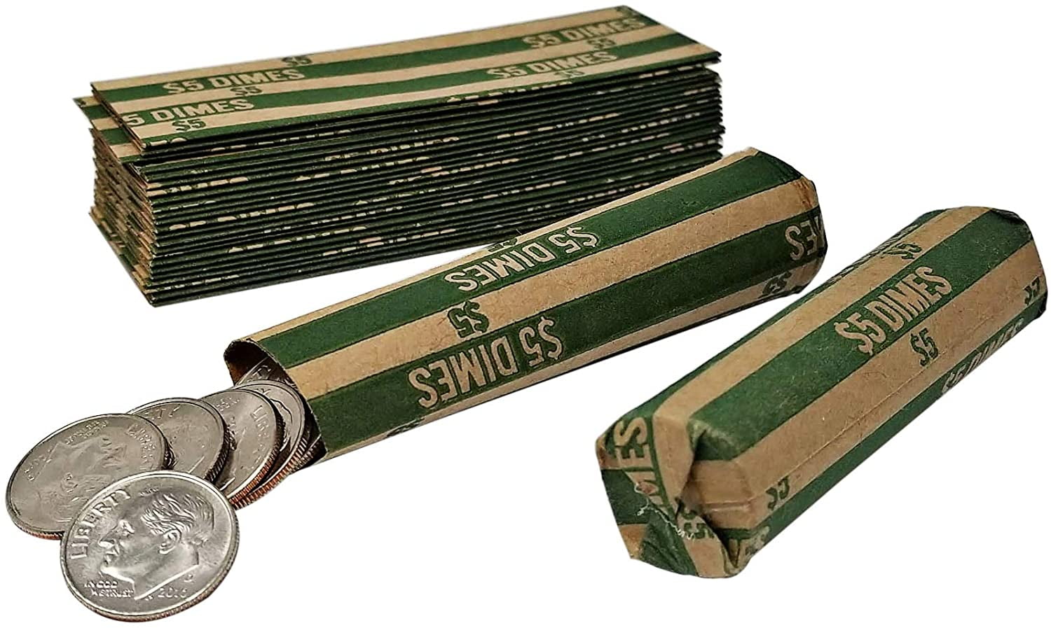 J Mark 100 Dime Coin Roll Wrappers, Money Supplies Assorted, Machine ...
