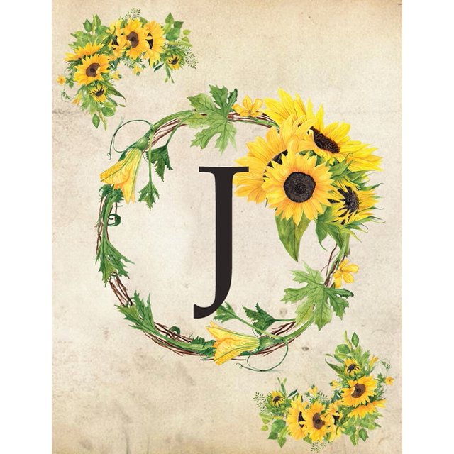 J : Monogram Initial J Notebook for Women and Girls- 8.5" x 11" - 100 ...