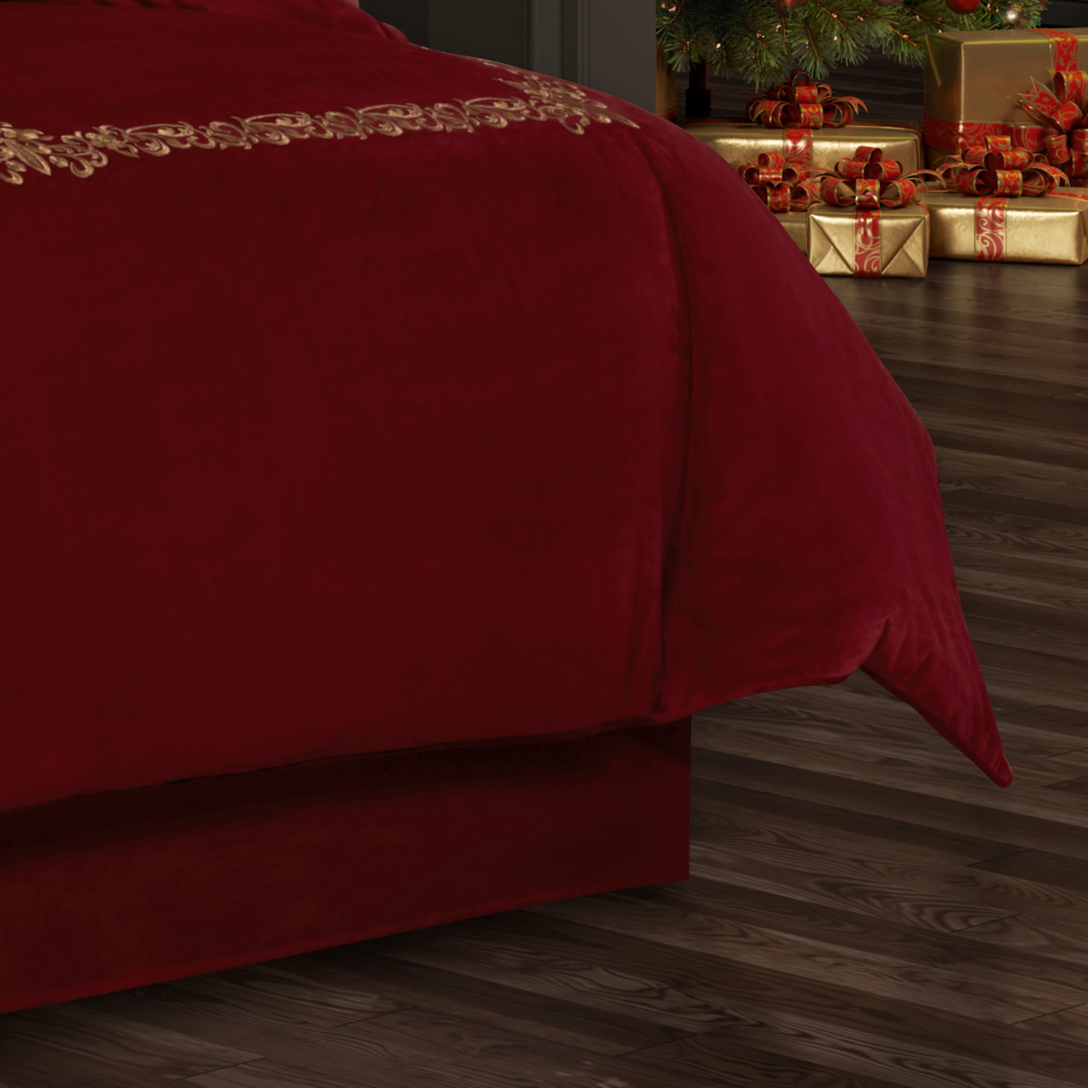 J. Queen New York Noelle Christmas Bedskirt Queen - Crimson - Walmart.com